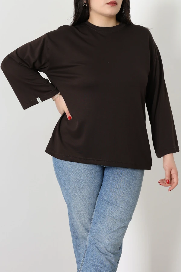 Büyük Beden Modal Sweat Acıkahve - 52420.2181. | HaydiGiy